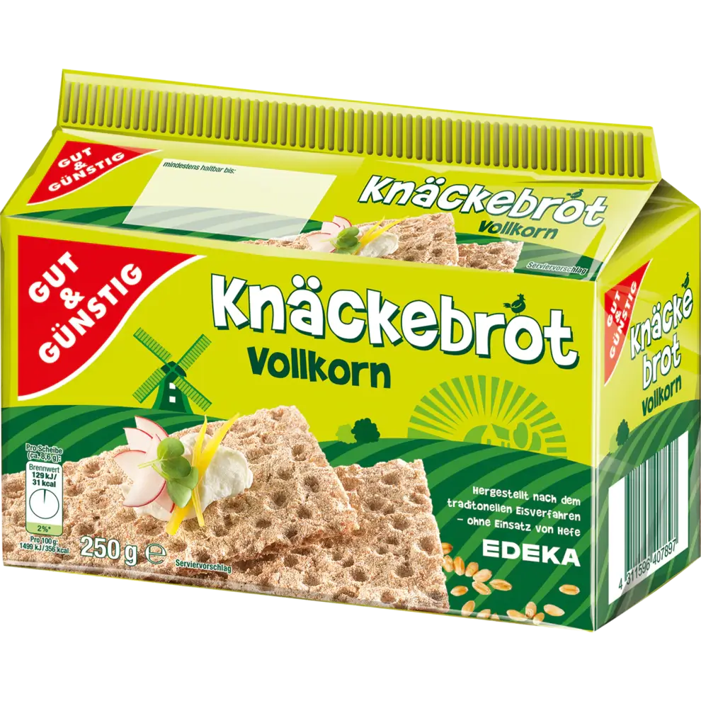 G+G - Crisp Wholegrain Bread - 250 g pck / Knuspriges Vollkorn-Knäckeb ...