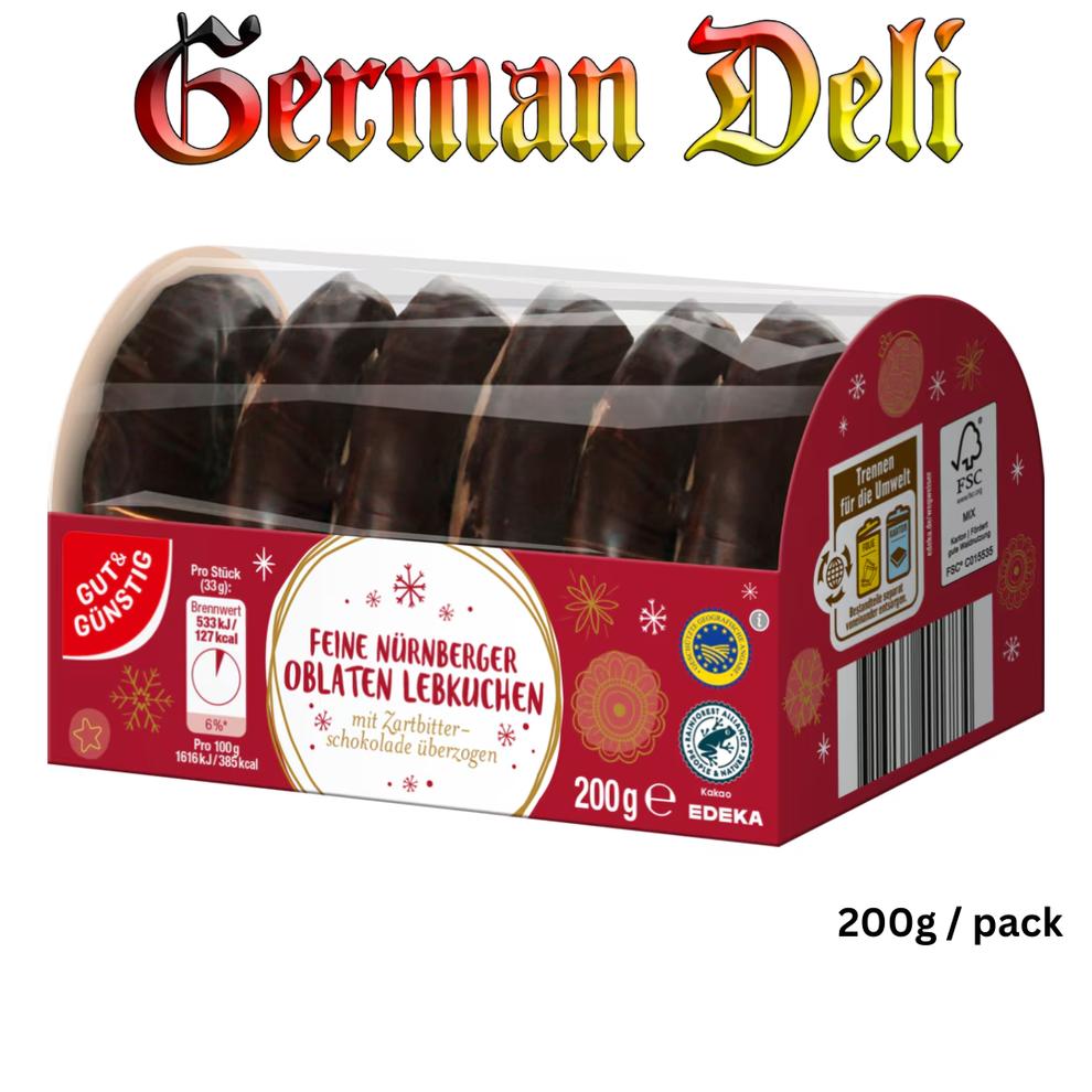 G+G Oblatenlebkuchen mit Zartbitter-Schokolade 200g PK/Pack – German Deli